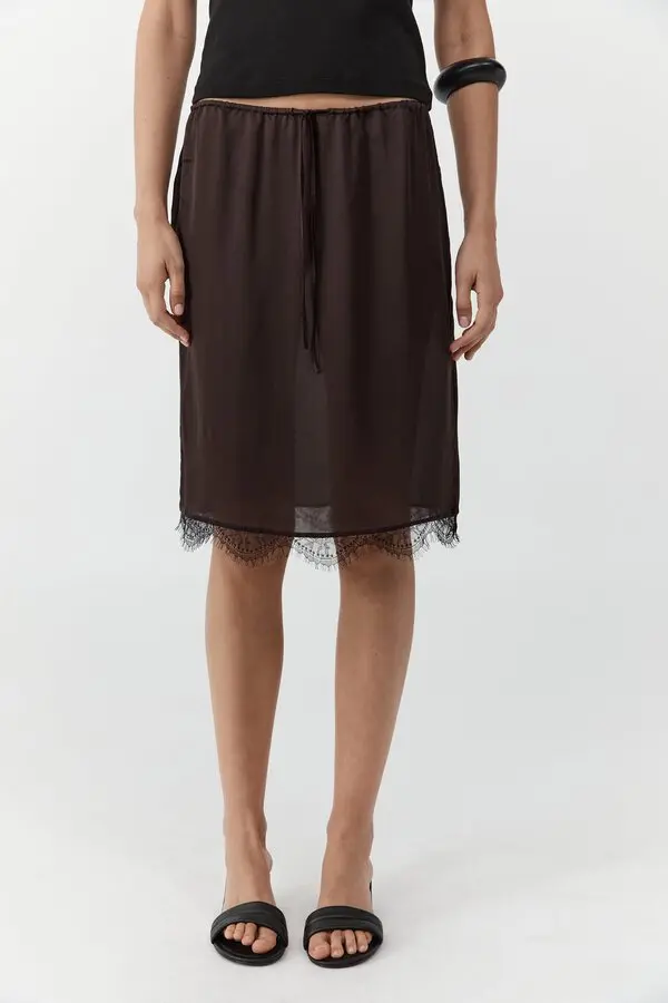 ST. AGNI Fine Lace Skirt - Bark