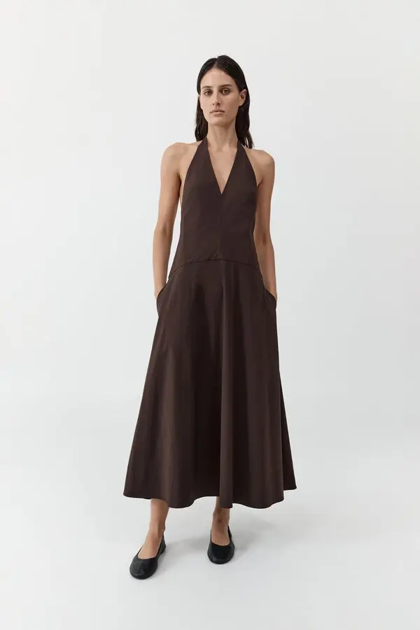 ST. AGNI Halter Plunge Dress
