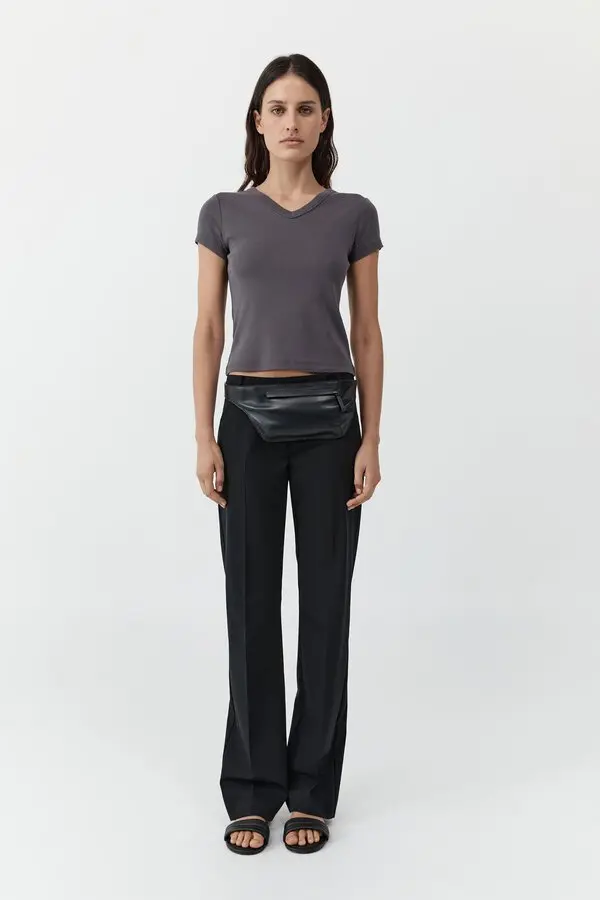 ST. AGNI Organic Cotton V Neck Tee - Soot
