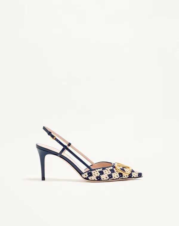 Valentino Garavani Vlogo Signature Slingback Pumps - Blue/beige