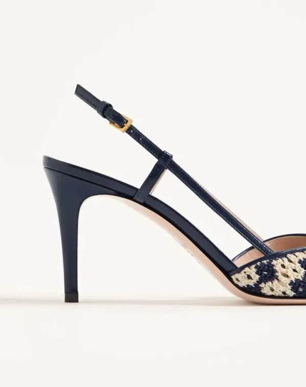 Valentino Garavani Vlogo Signature Slingback Pumps - Blue/beige