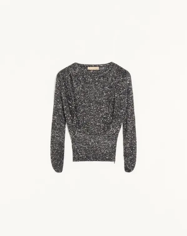 Valentino Garavani Sequin Thread Jumper - Black/silver