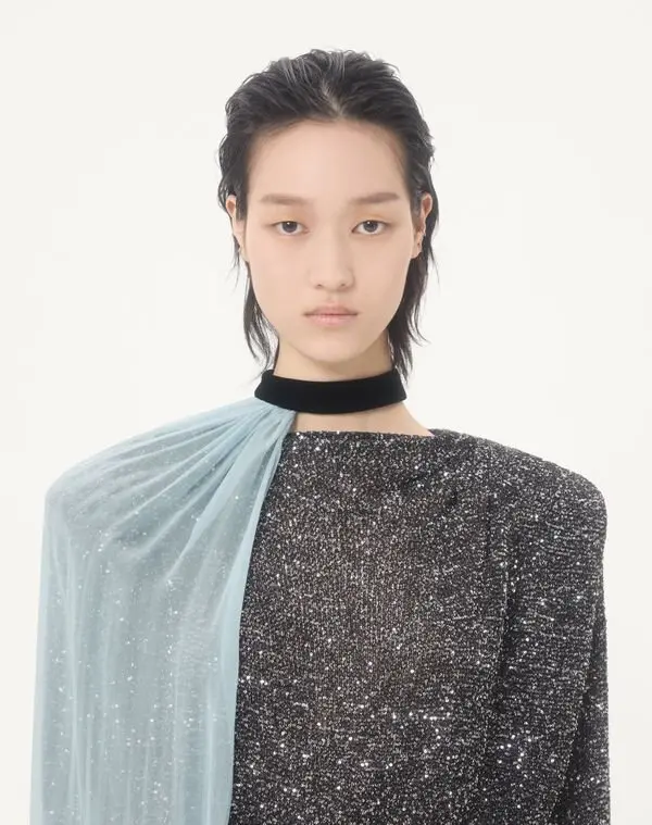 Valentino Garavani Sequin Thread Jumper - Black/silver