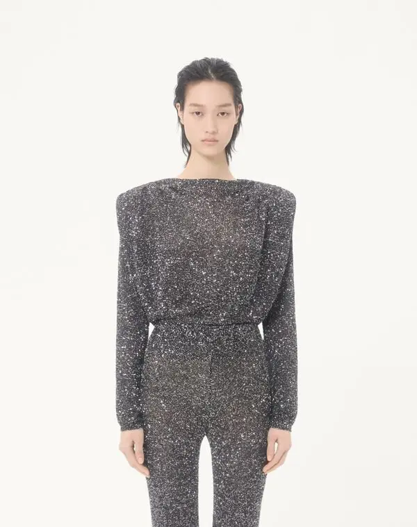 Valentino Garavani Sequin Thread Jumper - Black/silver