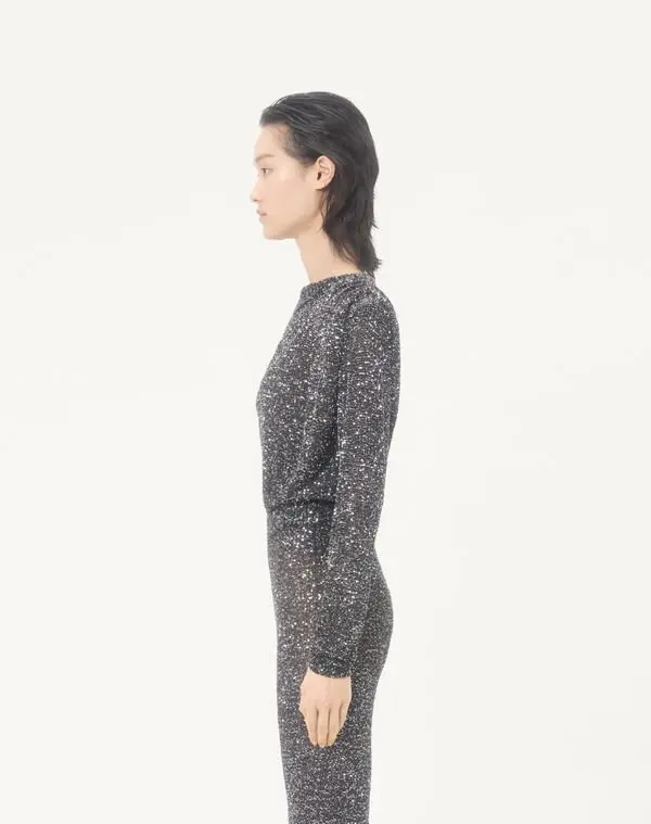 Valentino Garavani Sequin Thread Jumper - Black/silver