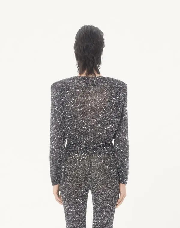 Valentino Garavani Sequin Thread Jumper - Black/silver