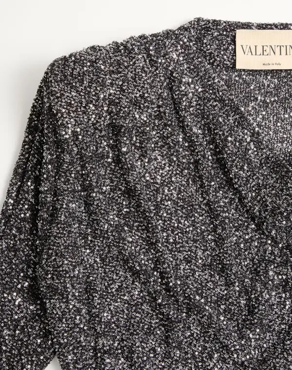 Valentino Garavani Sequin Thread Jumper - Black/silver