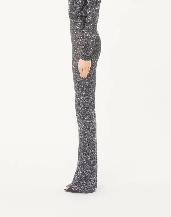 Valentino Garavani Sequin Thread Knit Trousers - Black/silver