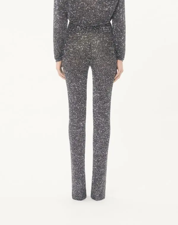 Valentino Garavani Sequin Thread Knit Trousers - Black/silver