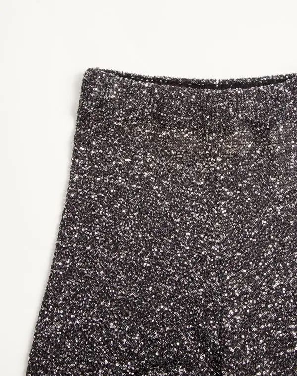 Valentino Garavani Sequin Thread Knit Trousers - Black/silver