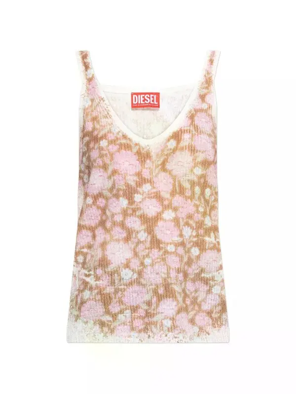DIESEL Floral V-neck Top - Pink