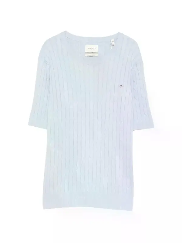 Gant Cable-knit Short-sleeve Top - Blue
