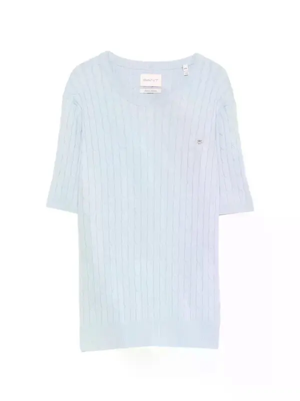 Gant Cable-knit Short-sleeve Top - Blue