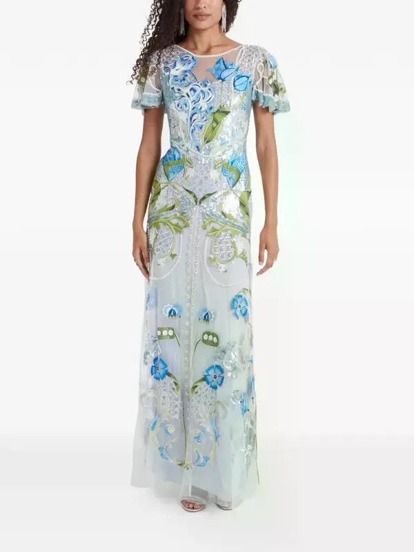 TEMPERLEY LONDON Ostuni Sequin Floral Gown