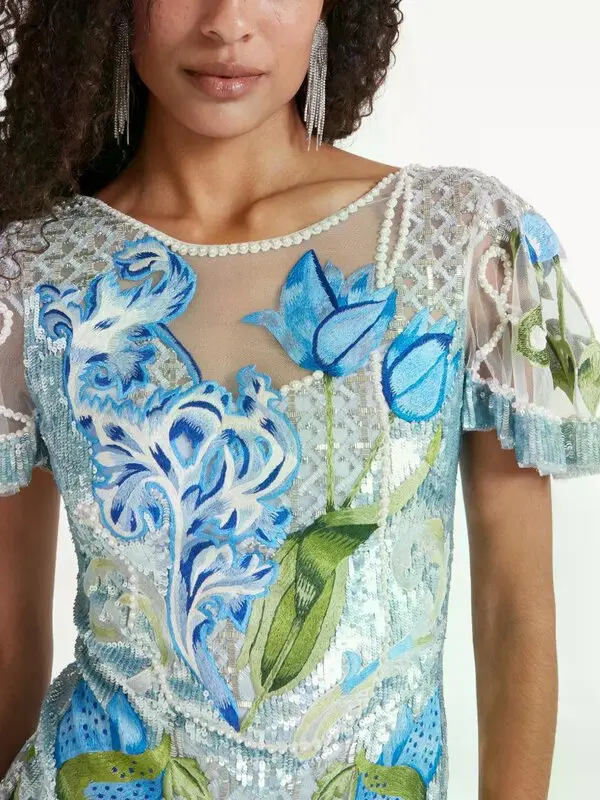 TEMPERLEY LONDON Ostuni Sequin Floral Gown