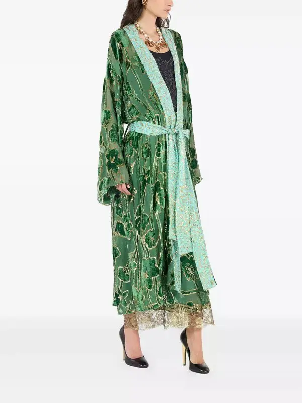 Roberto Cavalli Floral-pattern Velvet Robe