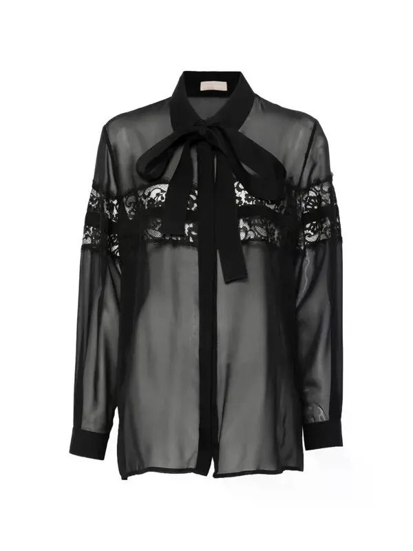 Elie Saab Lace Bow Shirt - Black