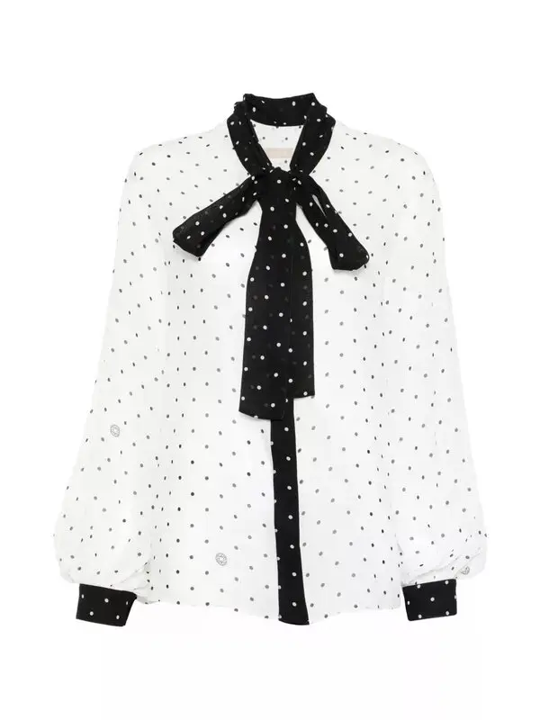 Elie Saab Polka-dot Bow Shirt - White