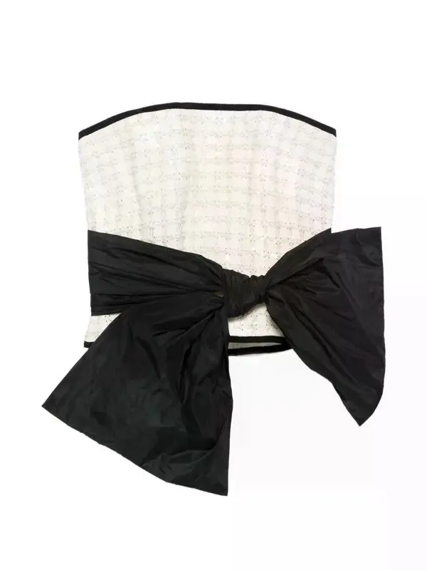 Elie Saab Sequined Bow Top - Neutrals