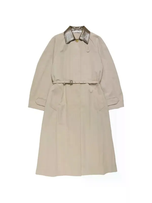 Acne Studios Belted Leather-collar Coat - Neutrals
