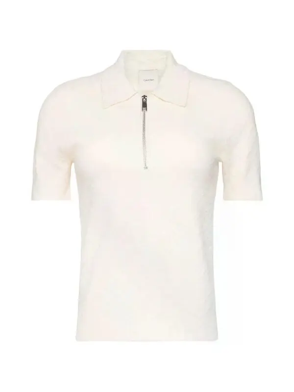 Calvin Klein Textured Zip-up Polo Top