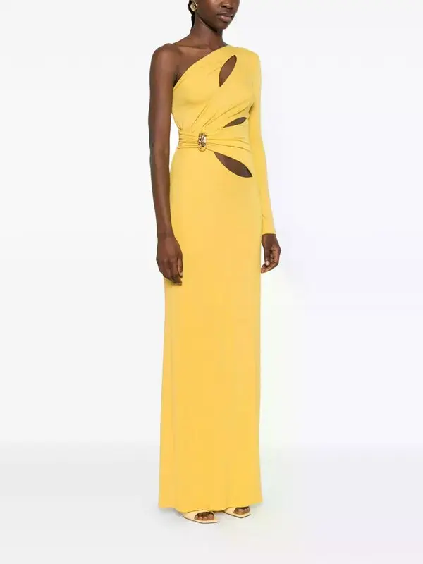 Elisabetta Franchi One-shoulder Cut-out Maxi Dress - Yellow