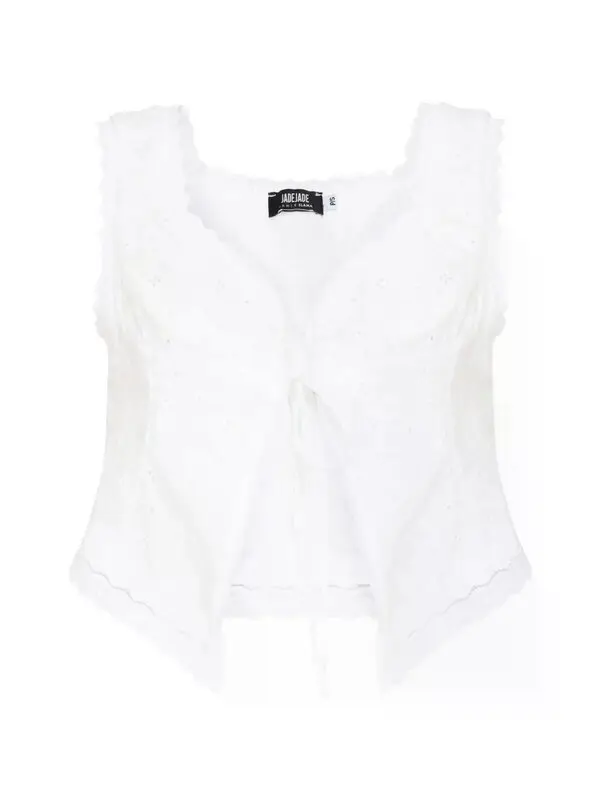 AMIR SLAMA Lace Tie-detail Top - White