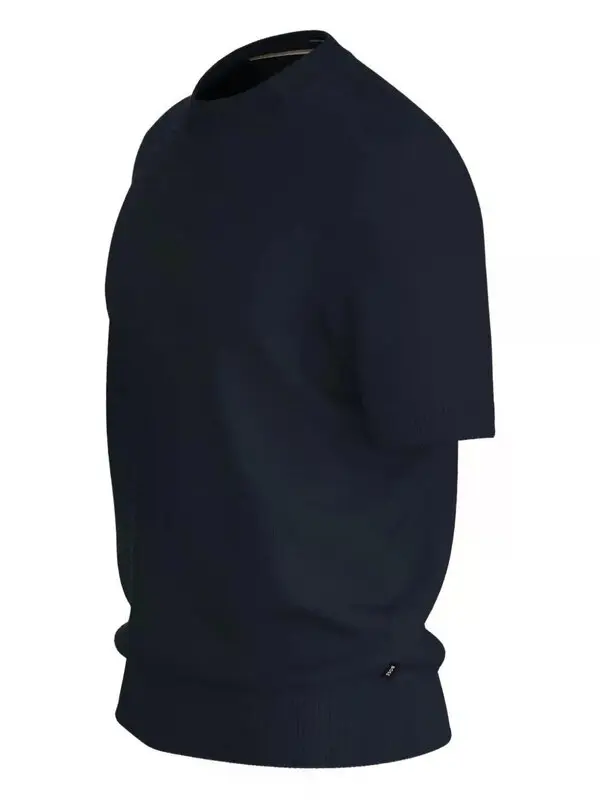 BOSS Short-sleeved Sweater In Merino Wool - Blue