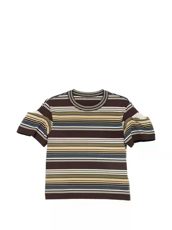 Sacai Striped T-shirt - Brown