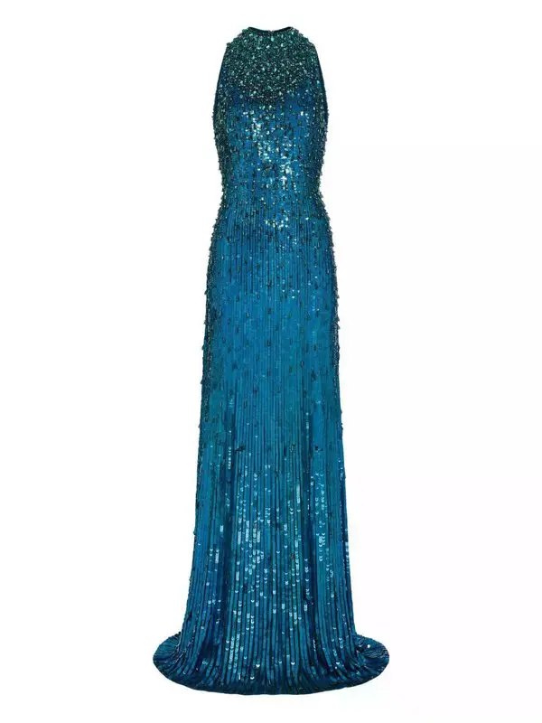Jenny Packham Sequin-embellished Maxi Dress - Blue