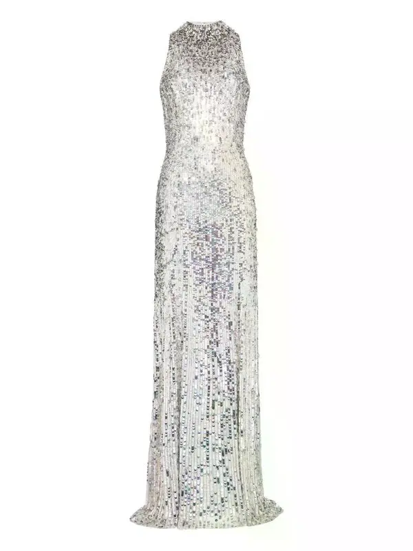 Jenny Packham Sequin-embellishment Maxi Dress - Grey