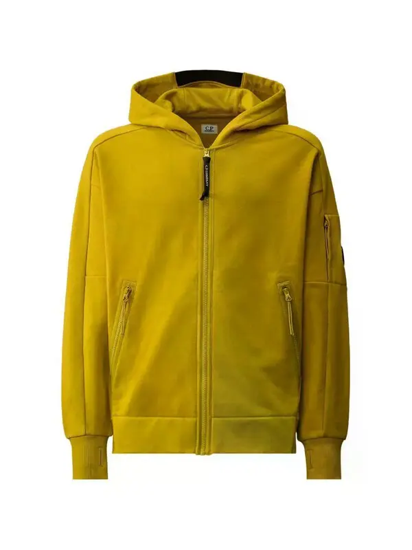C.P. COMPANY Logo-appliqué Zip-up Hoodie - Yellow