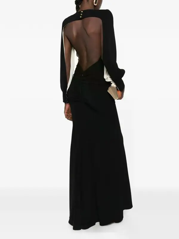Elisabetta Franchi Long-sleeve Backless Dress - Black