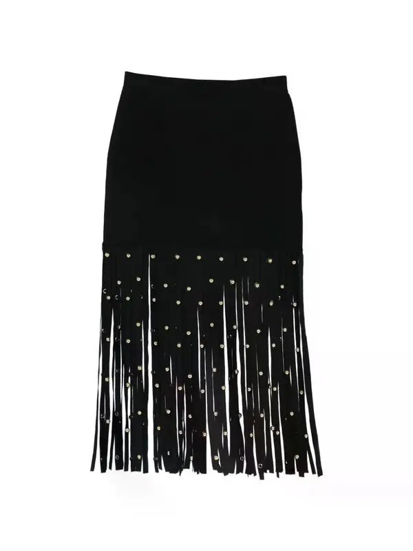 Simkhai Fringed Embellished Midi Skirt - Black