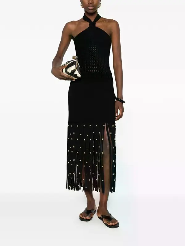 Simkhai Fringed Embellished Midi Skirt