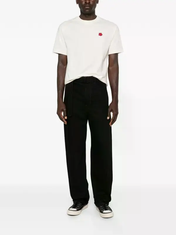Kenzo Flower-appliqué T-shirt - Neutrals