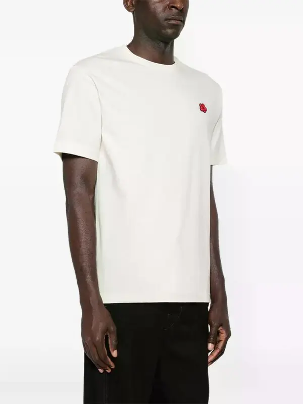 Kenzo Flower-appliqué T-shirt - Neutrals