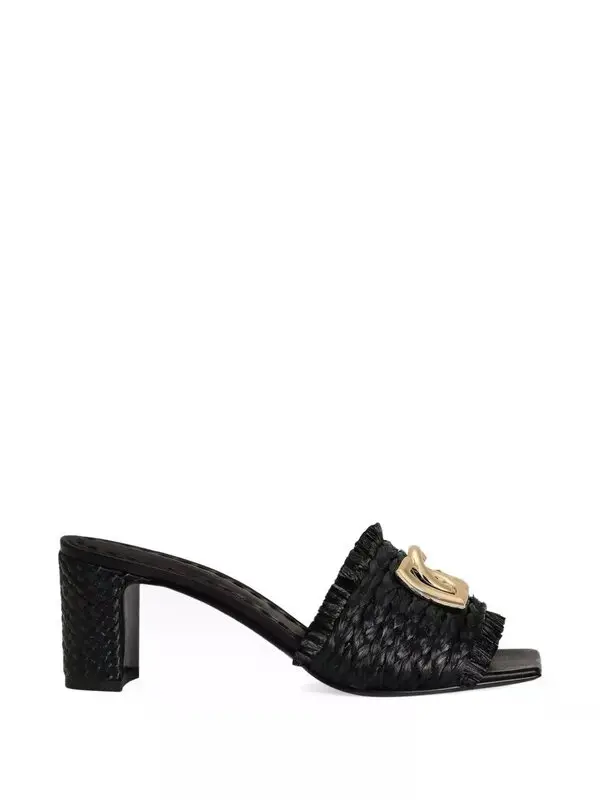 Dolce & Gabbana Raffia With Braid And Fringe Mules - Black