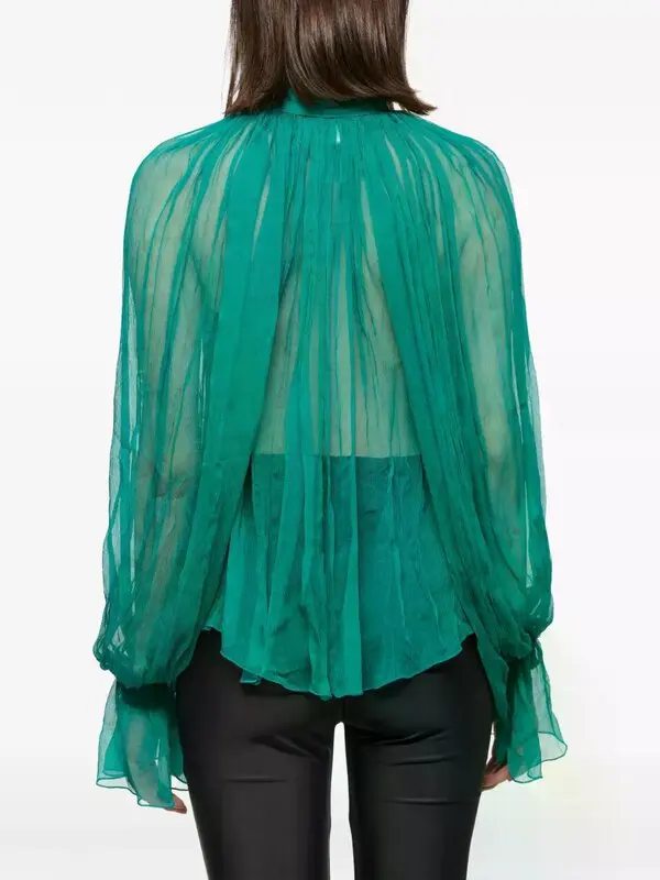 ATU BODY COUTURE Attached-scarf Ruffled Blouse - Green