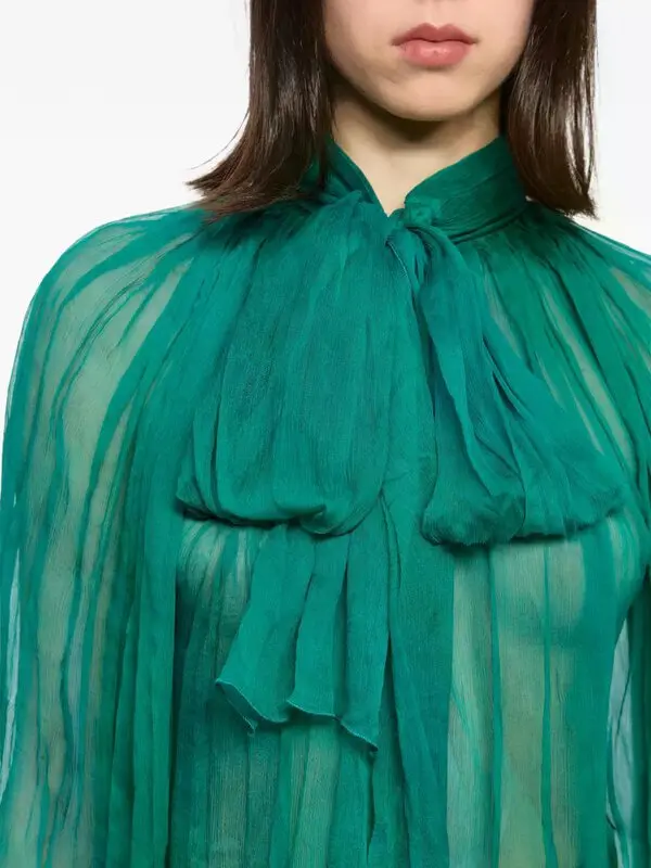 ATU BODY COUTURE Attached-scarf Ruffled Blouse - Green