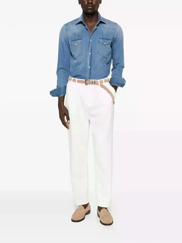Brunello Cucinelli Garment-dyed Five-pocket Trousers In Lightweight Denim - White