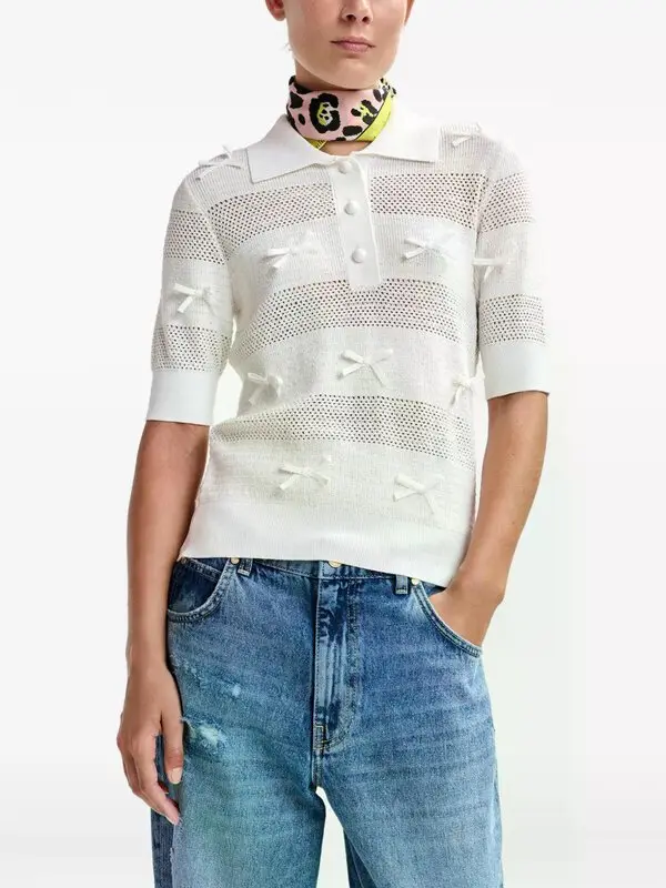 Essentiel Antwerp Bow-embellished Polo Top - White