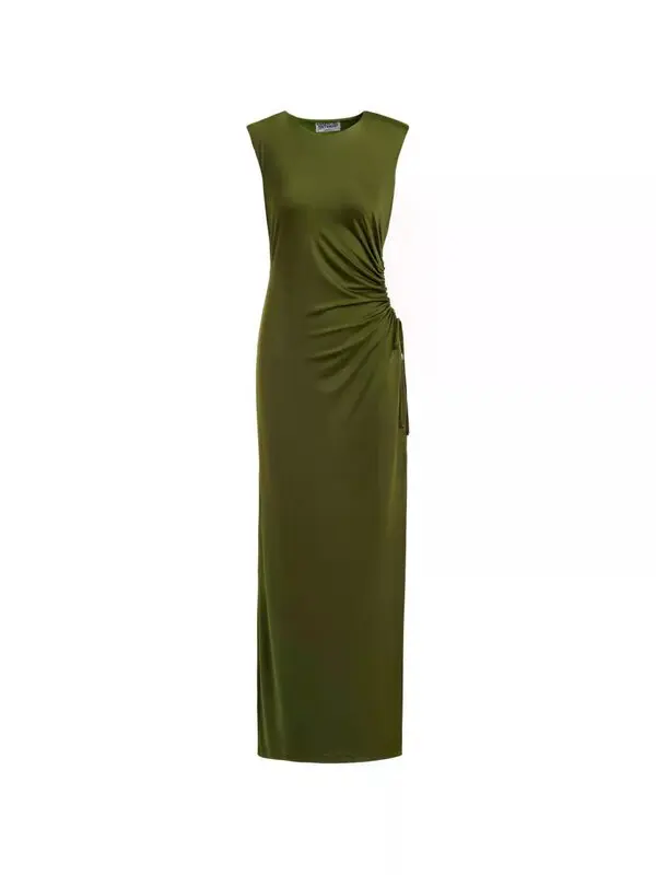 Essentiel Antwerp Sleeveless Ruched Cut-out Maxi Dress - Green