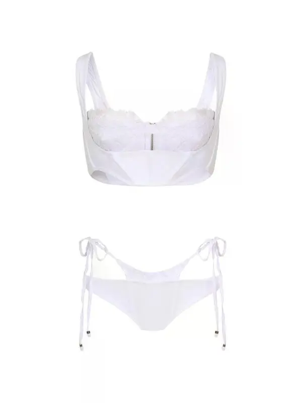 AMIR SLAMA Lace-trim Cut-out Swimsuit - White