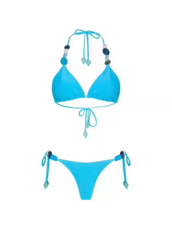 AMIR SLAMA Beaded Tie Bikini - Blue