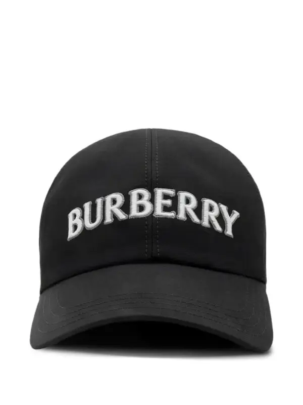 Burberry Logo Gabardine Baseball Cap - Black