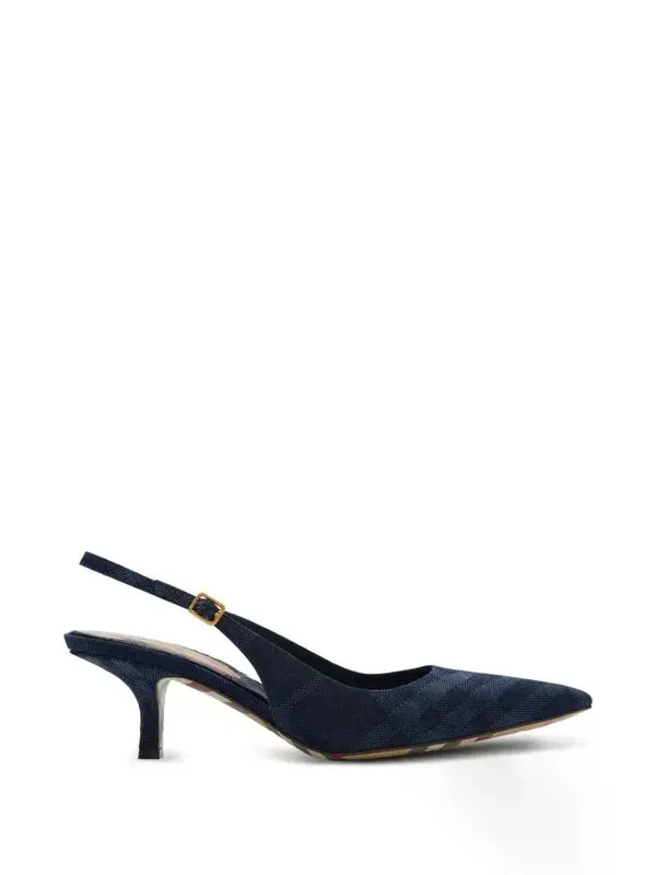 Burberry Check Dame Slingback Pumps - Blue