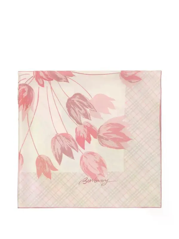 Burberry Tulips Silk Scarf - Pink