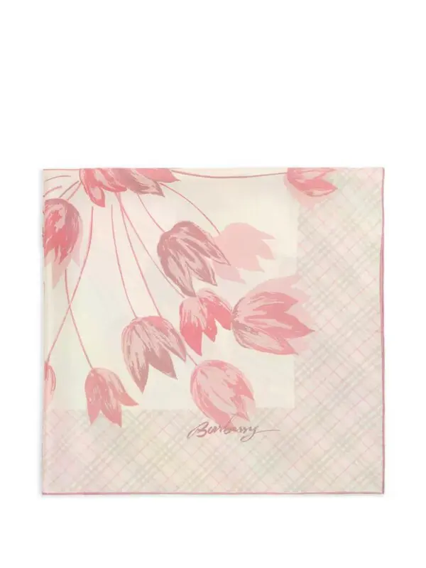 Burberry Tulips Silk Scarf - Pink