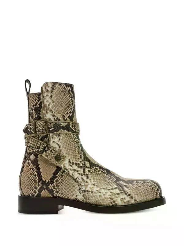 Burberry Python-print Leather Ledger Boots - Neutrals